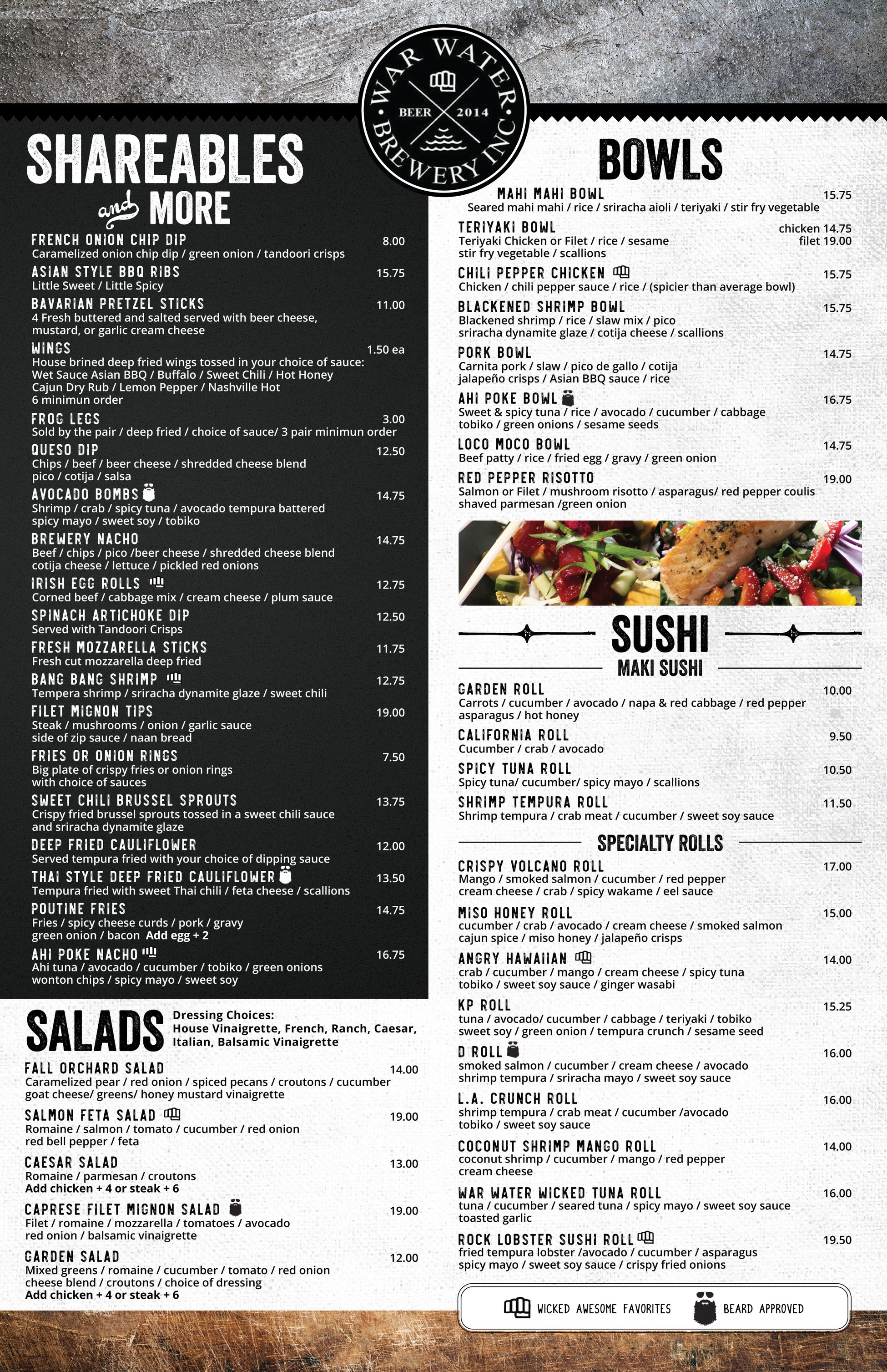 Menu – War Water Brewery Inc.