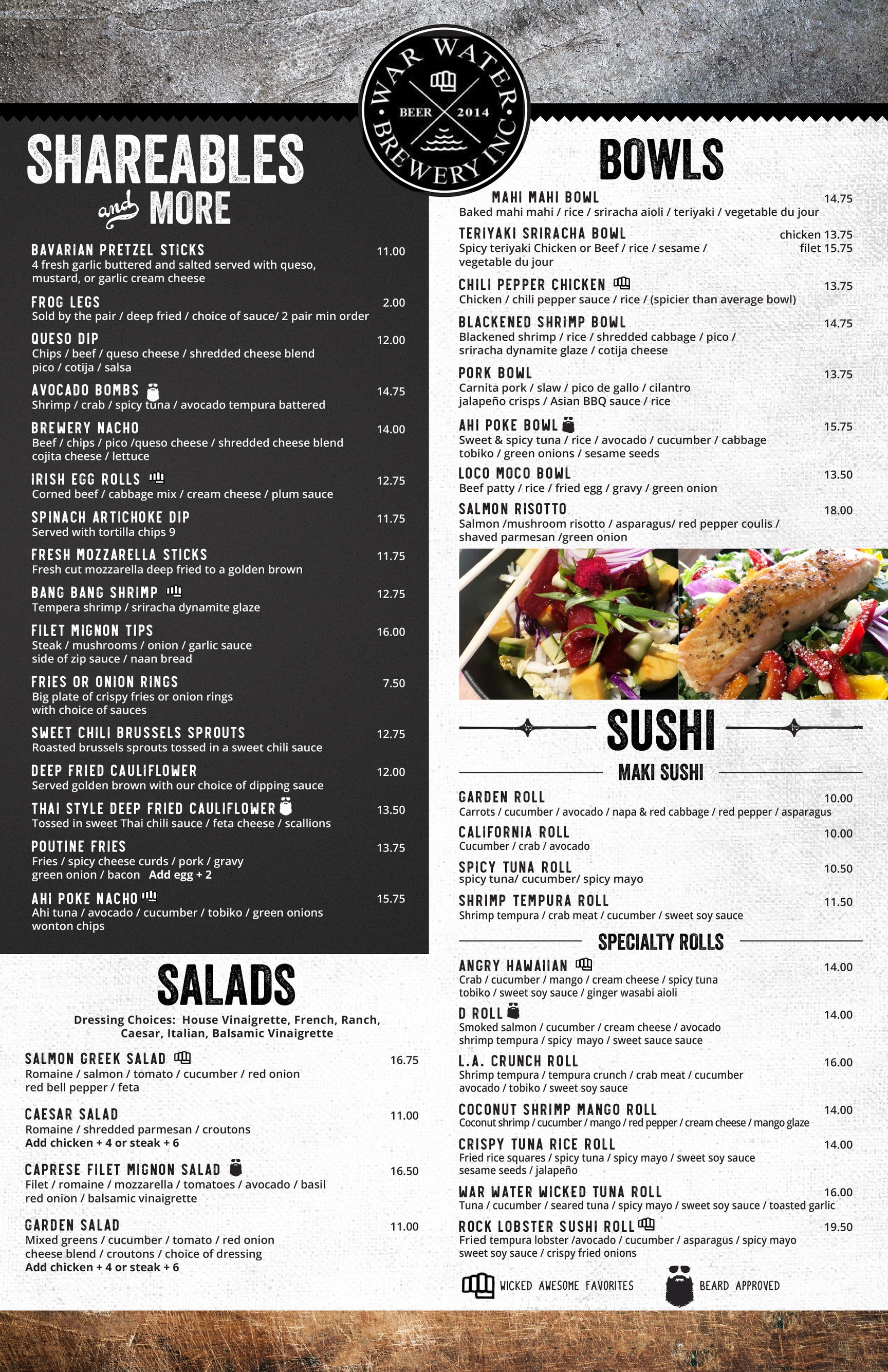 Menu – War Water Brewery Inc.