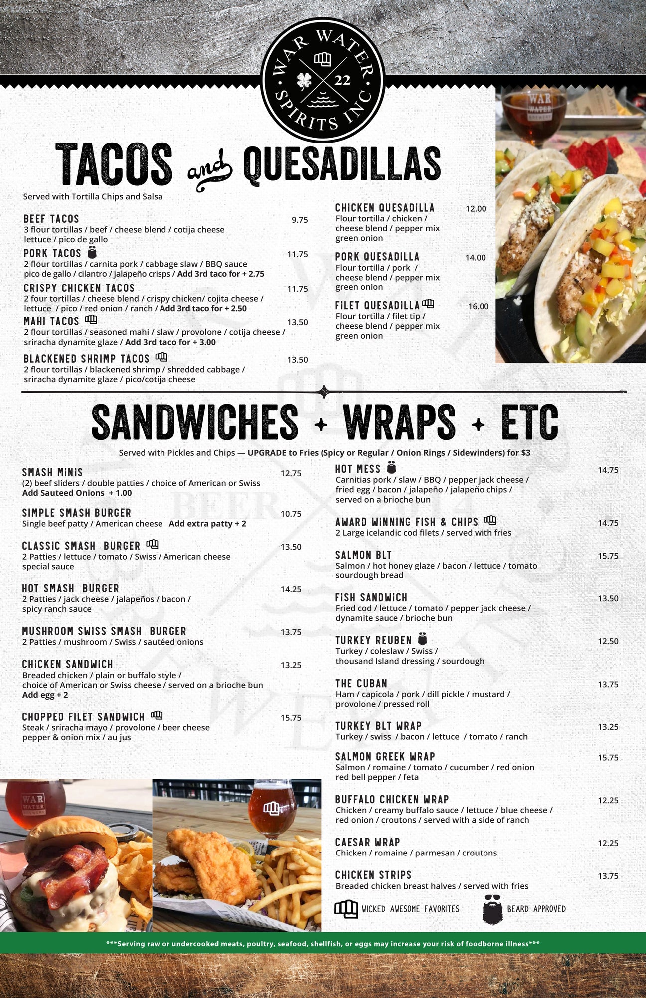 Menu – War Water Brewery Inc.